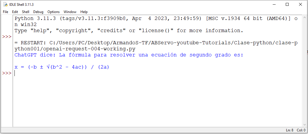 ChatGPT en python con API - www.microcontrolador.net
